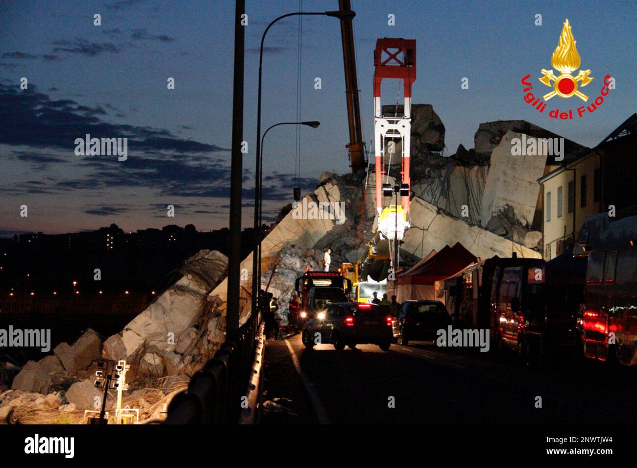 In this photo released by the Italian firefighters, rescue teams work ...