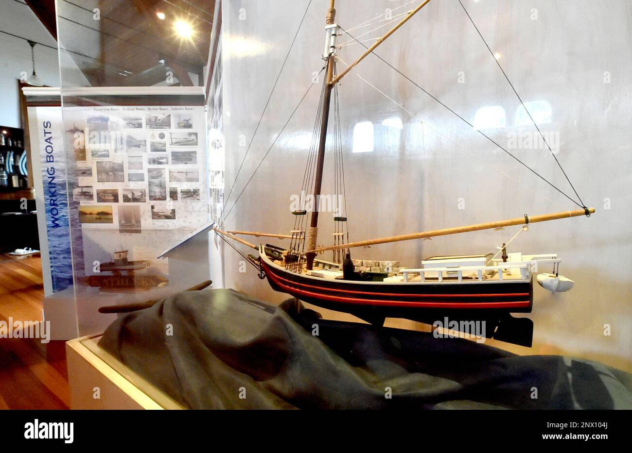 In a Monday, June 28, 2018 photo, a model of the sailing vessel "Wasp ...