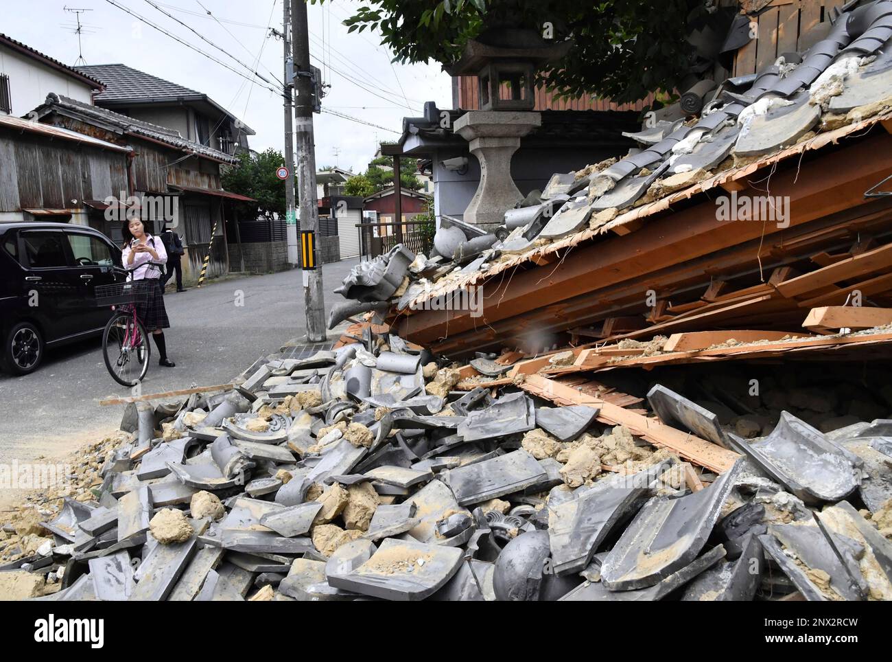 Myotokuji temple is destroyed by an earthquake registering a weak 6 on ...