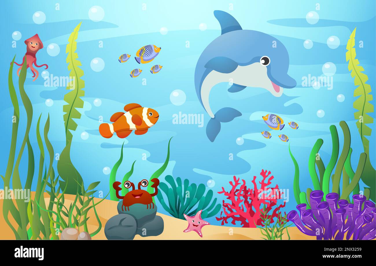 Cartoon sea animals Stock-Vektorgrafiken kaufen - Alamy