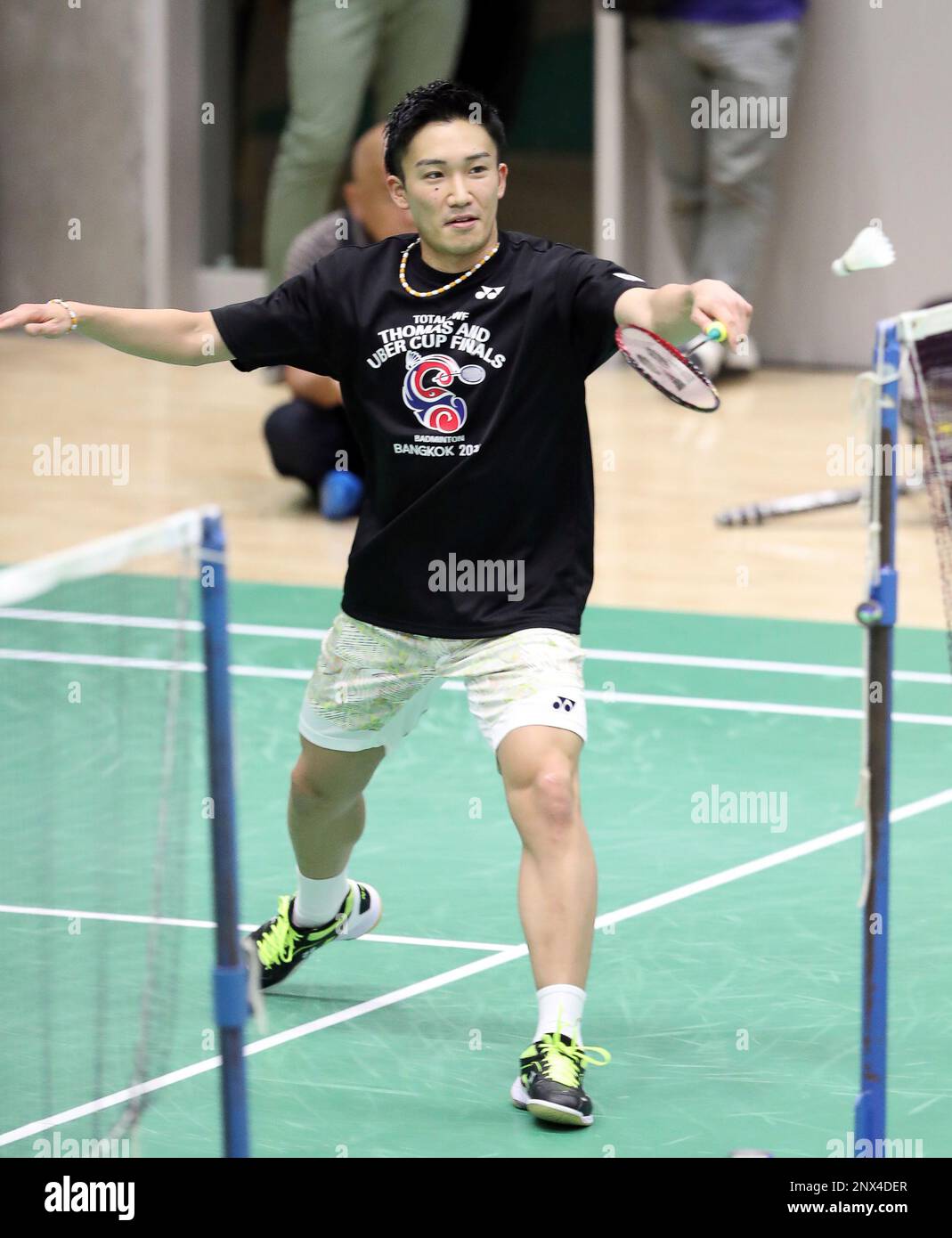 Kento Momota, a top Japanese badminton player practices in Tokyo on ...