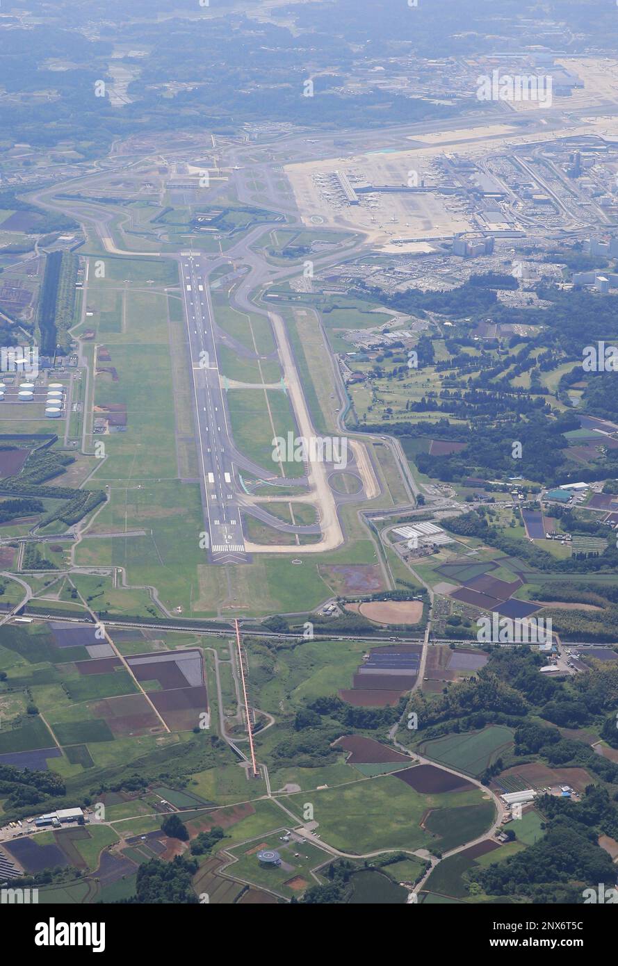An aerial photo shows B runway of Narita International Airport (NRT) in ...