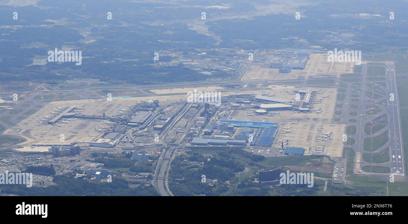 An aerial photo shows Narita International Airport (NRT) in Narita City ...