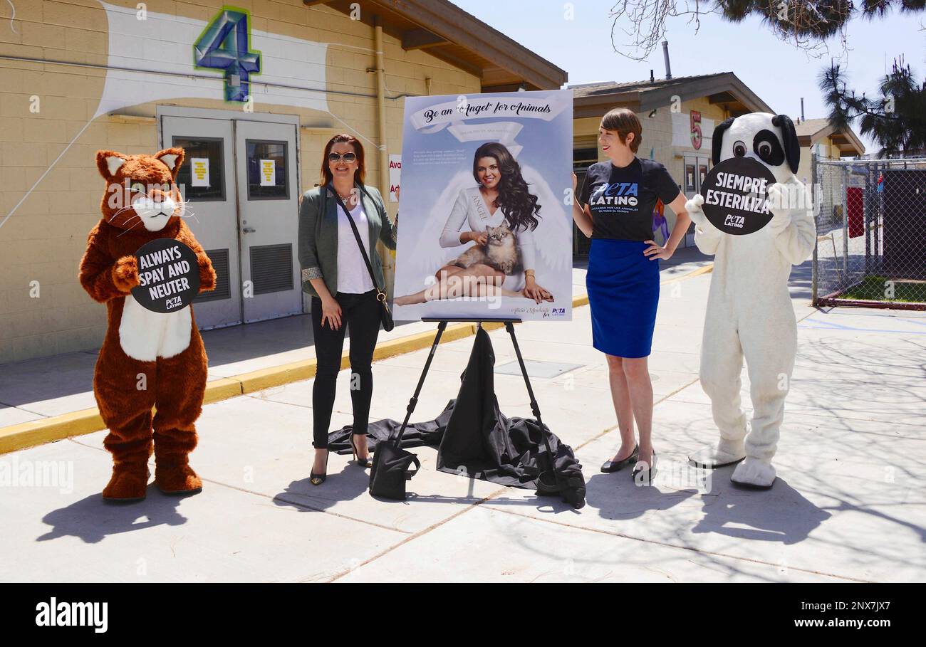 Photo by: PETA/STAR MAX/IPx 5/3/18 Wearing wings, a white gown, and a ...