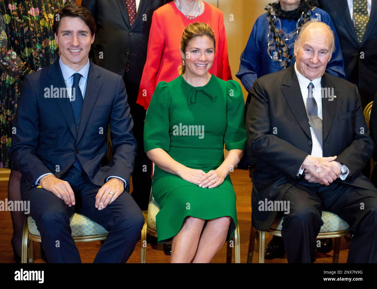 Prime Minister Justin Trudeau and his wife Sophie Gregoire Trudeau sit ...