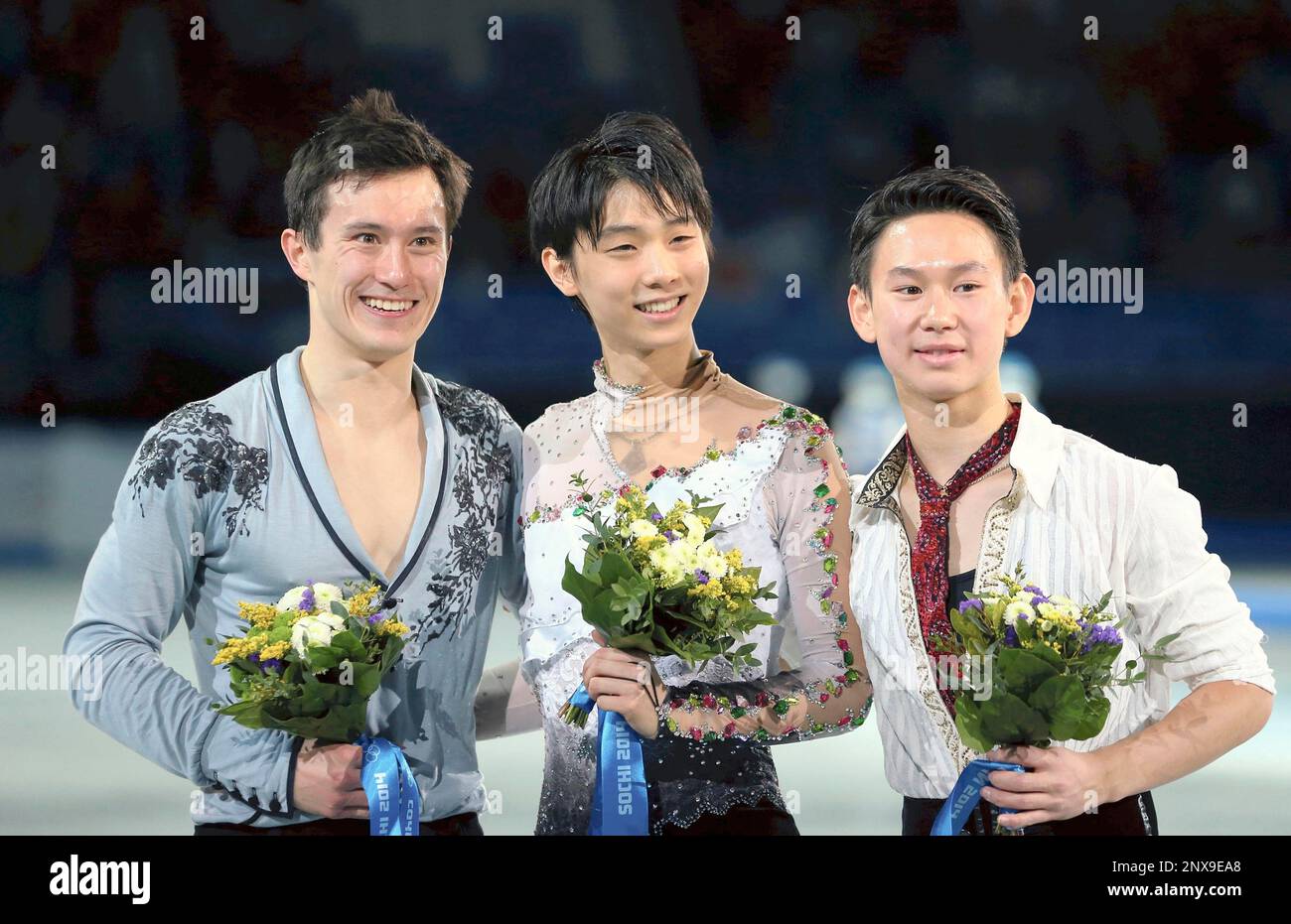 FILE: (L-R) Canada's Patrick Chan, silver, Japan's Yuzuru Hanyu, gold ...