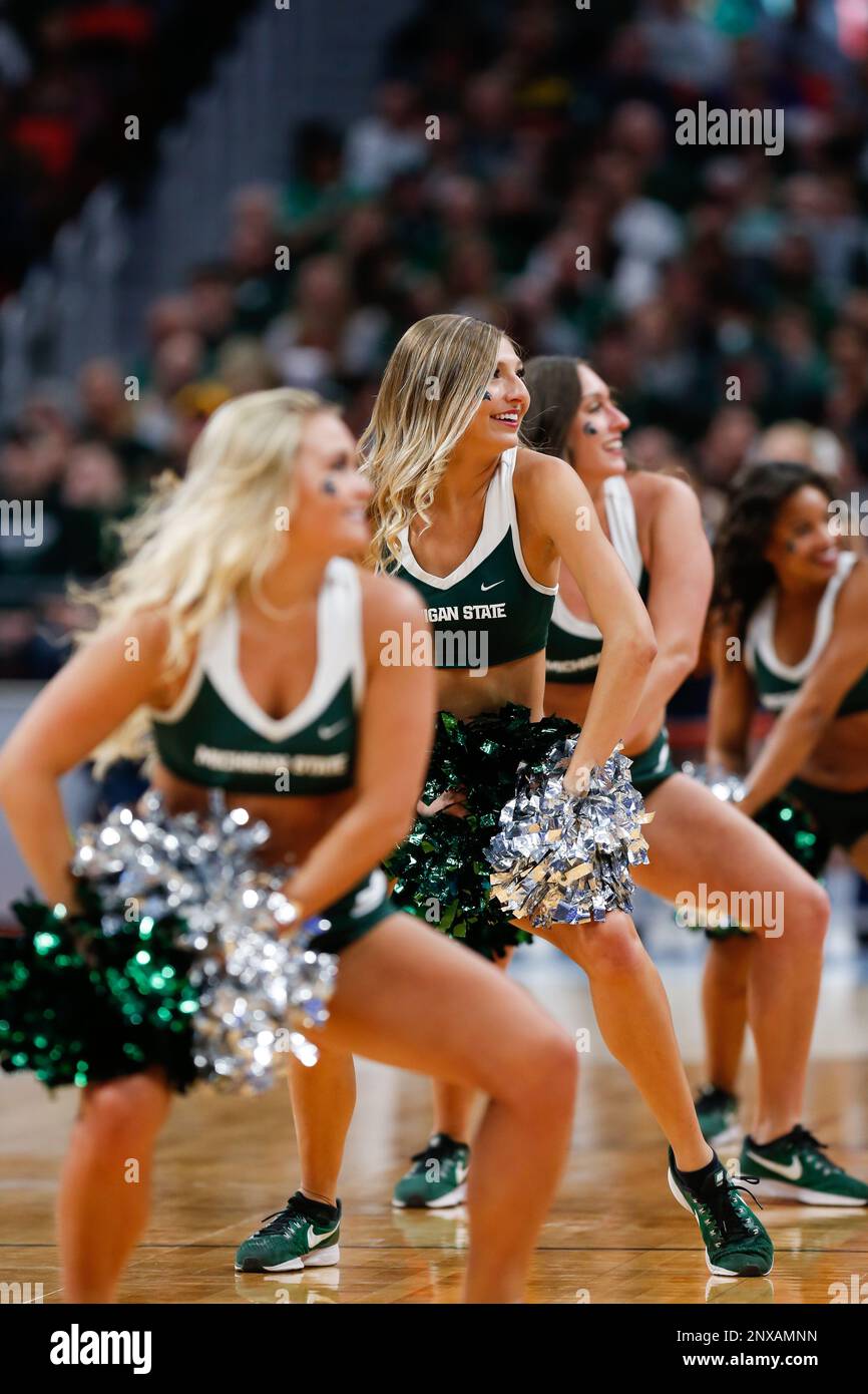 DETROIT, MI - MARCH 16: Michigan State cheerleaders entertain during a ...