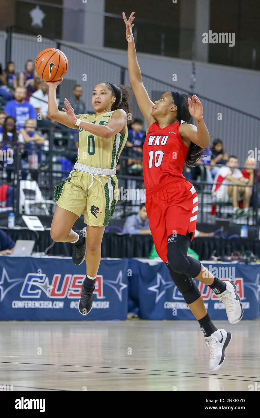 FRISCO, TX - MARCH 10: UAB Blazers guard Miyah Barnes (0) throws up a ...