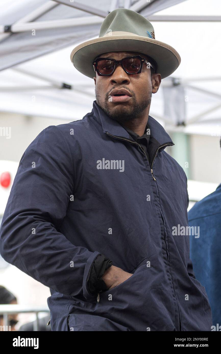 Jonathan Majors arrives at the ceremony honoring Michael B. Jordan ...