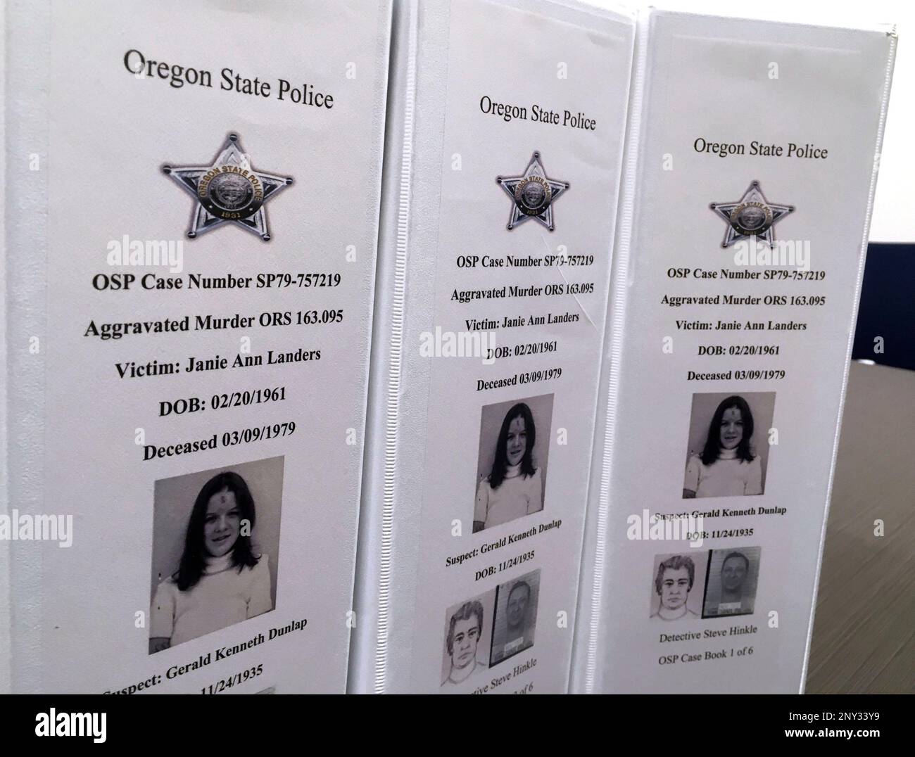 Files for the 38-year-old Janie Landers murder case are shown at Oregon ...