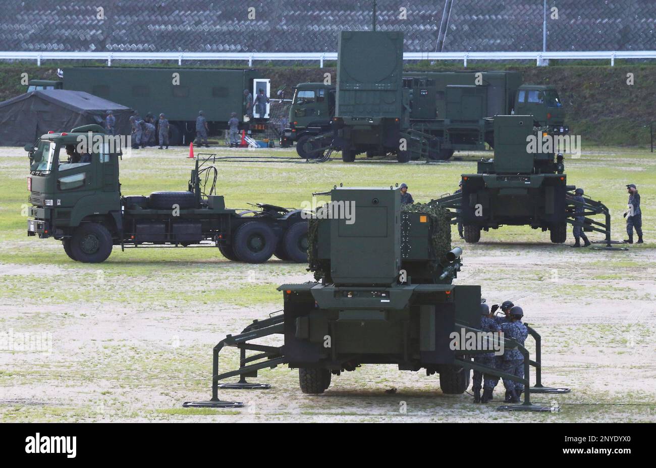 Members of Self Defense Force set up PAC-3 (Patriot Advanced Capability ...
