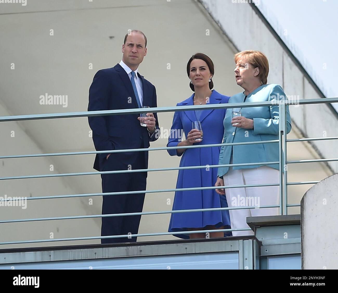 German Chancellor Angela Merkel, right, receives Britain's Prince ...