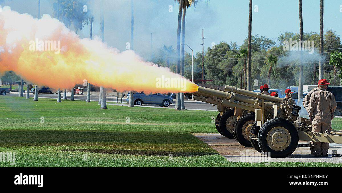 Members of the Weapons Operations Division Salute Battery fire ...