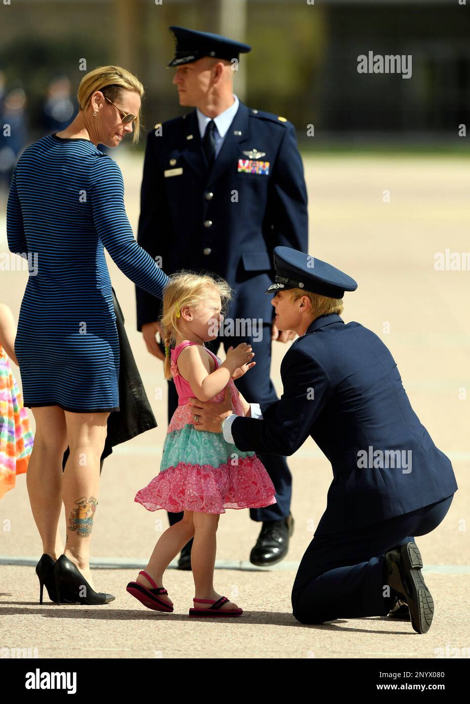 Brig. Gen. Kristin Goodwin, right, embraces her youngest daughter ...