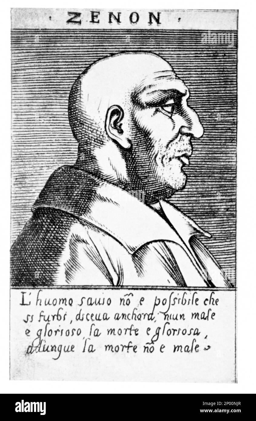Der griechische Philosoph ZENON ( ZENONE di Elèa , 500 - 490 B. C. ) , Gravur Porträt ...
