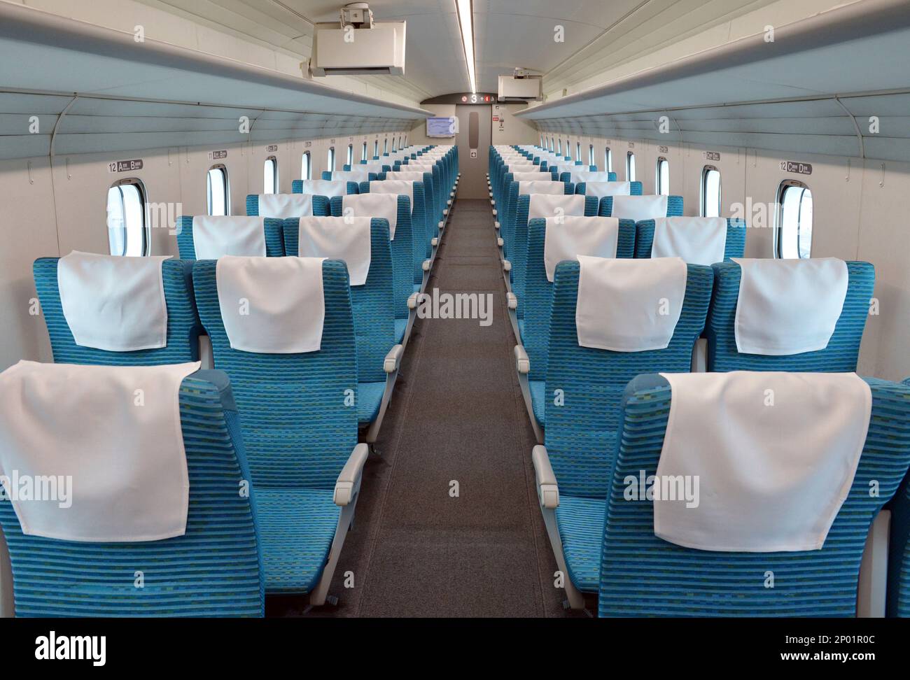 This photo shows the inside of L0 linear train in Tsuru, Yamanashi ...