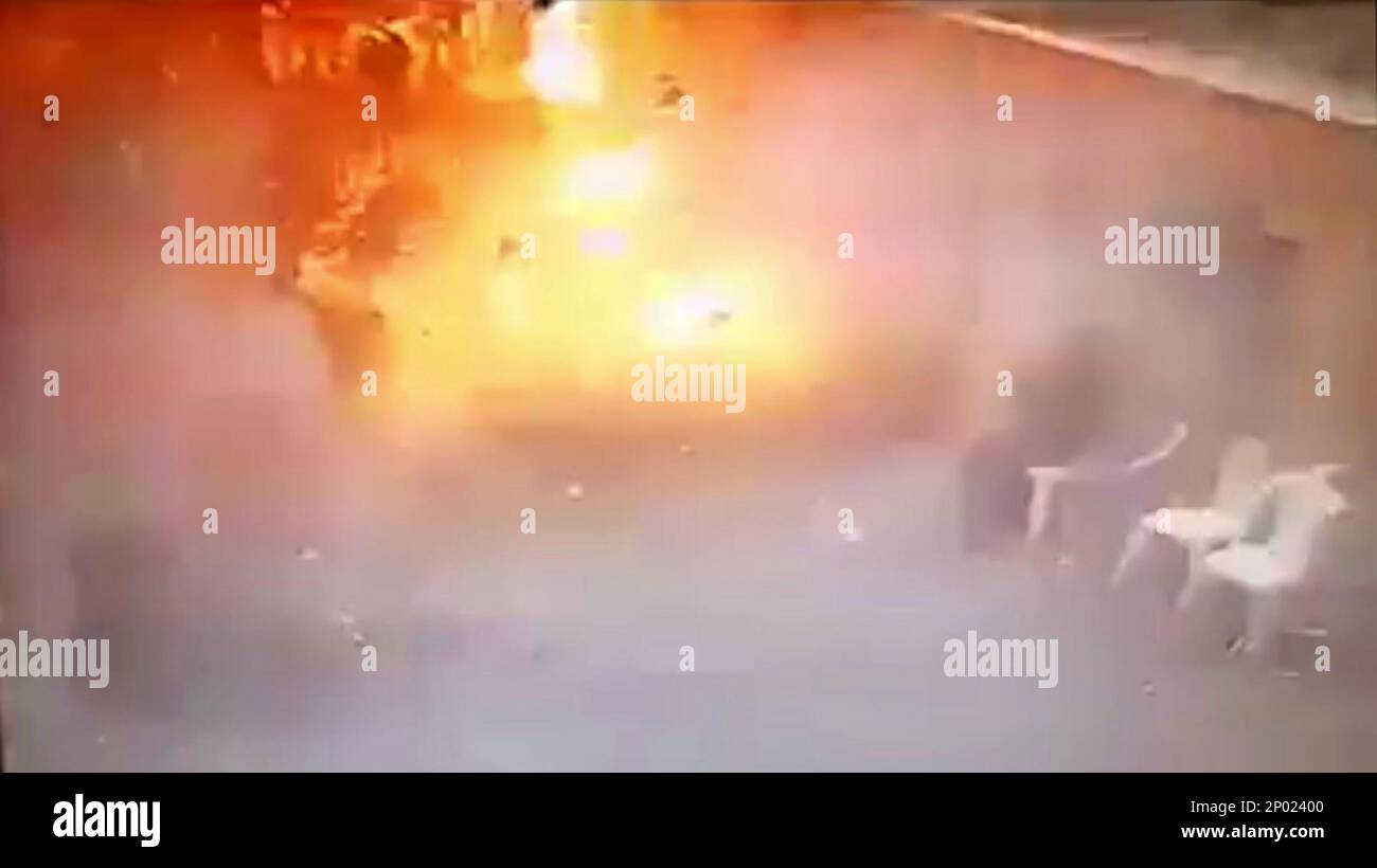In video made available by Egyptian Interior Ministry, a man sits at ...