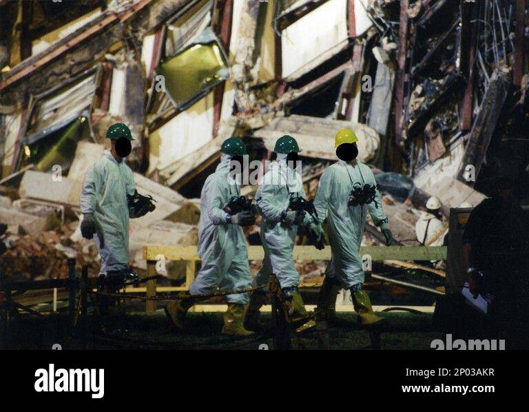 This undated photo provided by the FBI shows damage to the Pentagon ...