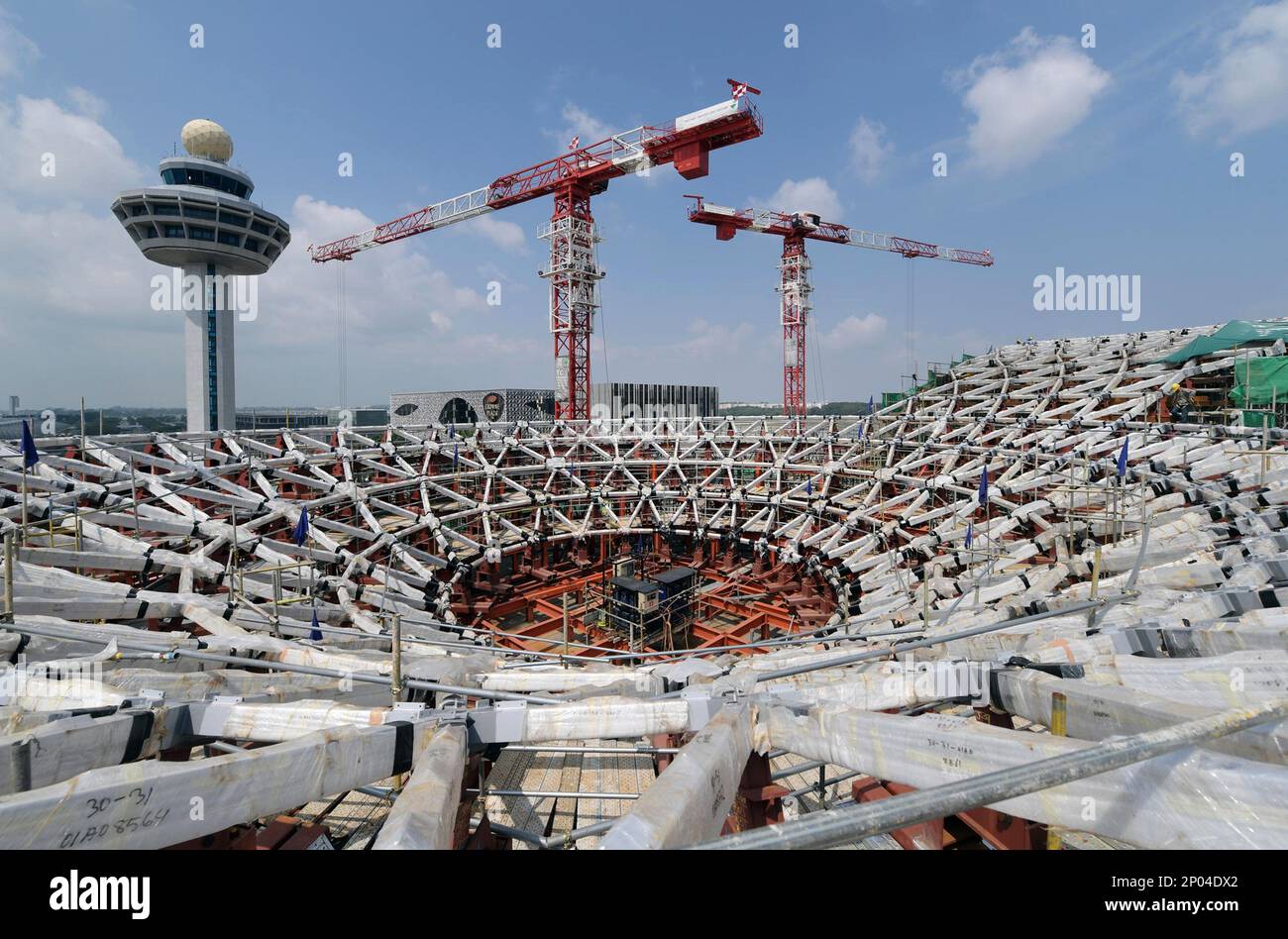 The Jewel at the Changi Airport under construction on 13 March 2017 ...