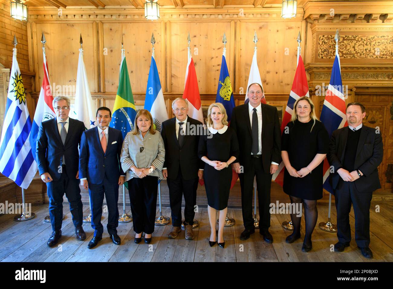 From left, Uruguay's Gustavo Vanerio, Ambassador to the WTO, Brazil's ...