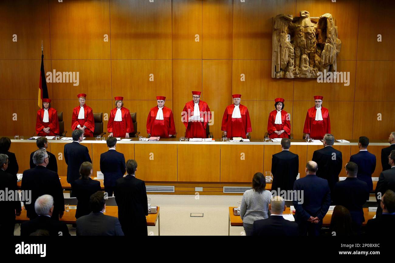 The judges of the German Constitutional Court, from left, Christine ...