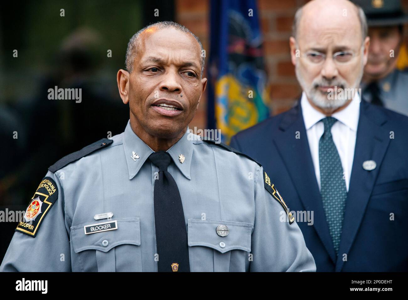 Pennsylvania State Police Commissioner Col. Tyree Blocker speaks, with ...