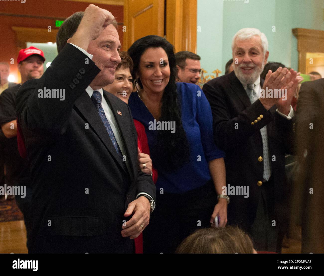 Incumbent Republican Governor of Utah Gary Herbert, left, celebrates ...