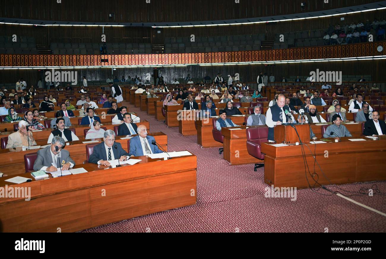 In this Oct. 5, 2016 photo provided by the Pakistan National Assembly ...