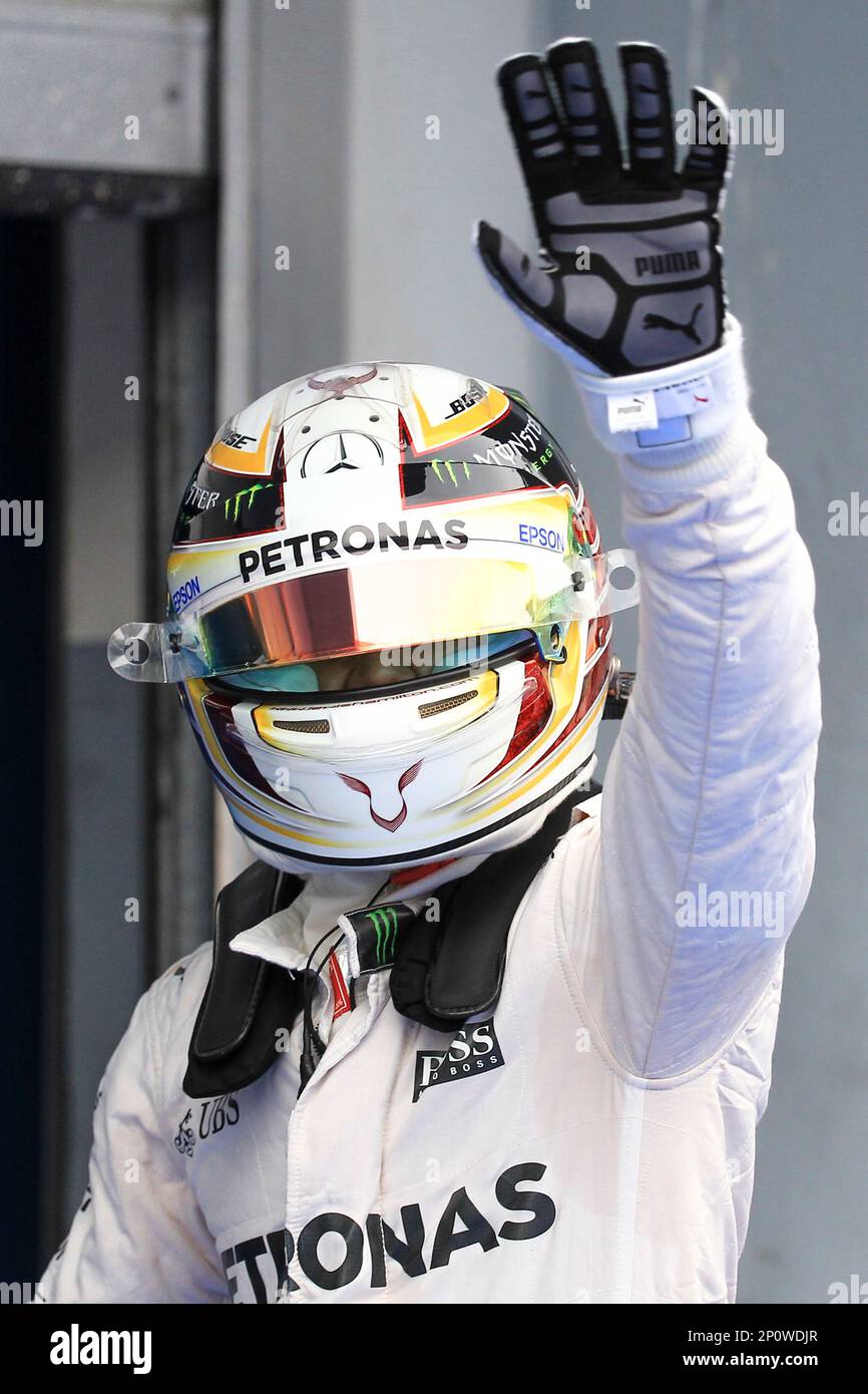 01 October 2016: Lewis Hamilton of Mercedes AMG Petronas F1 Team wave ...
