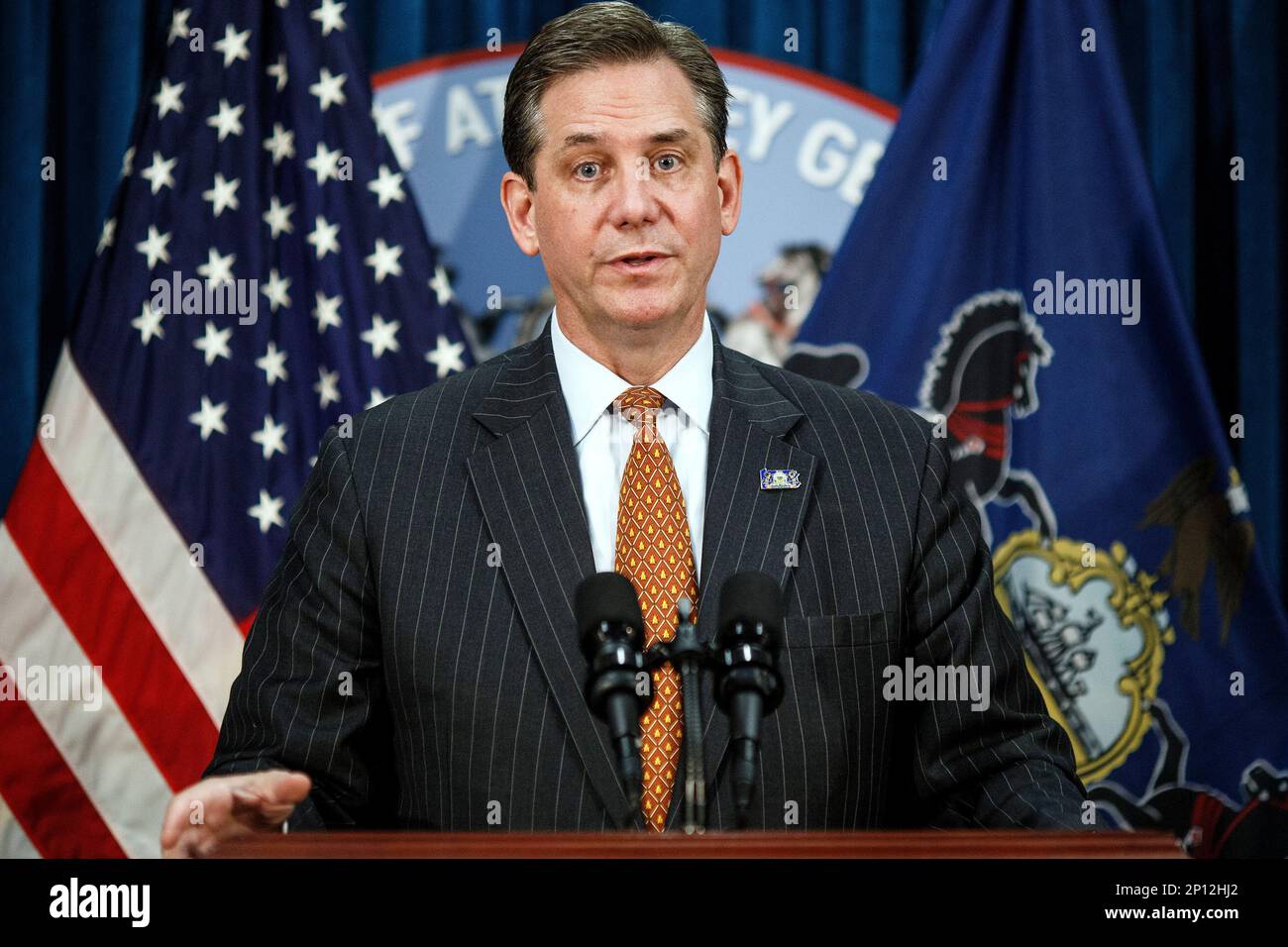 First Deputy Attorney General Bruce L. Castor Jr. speaks during a news ...