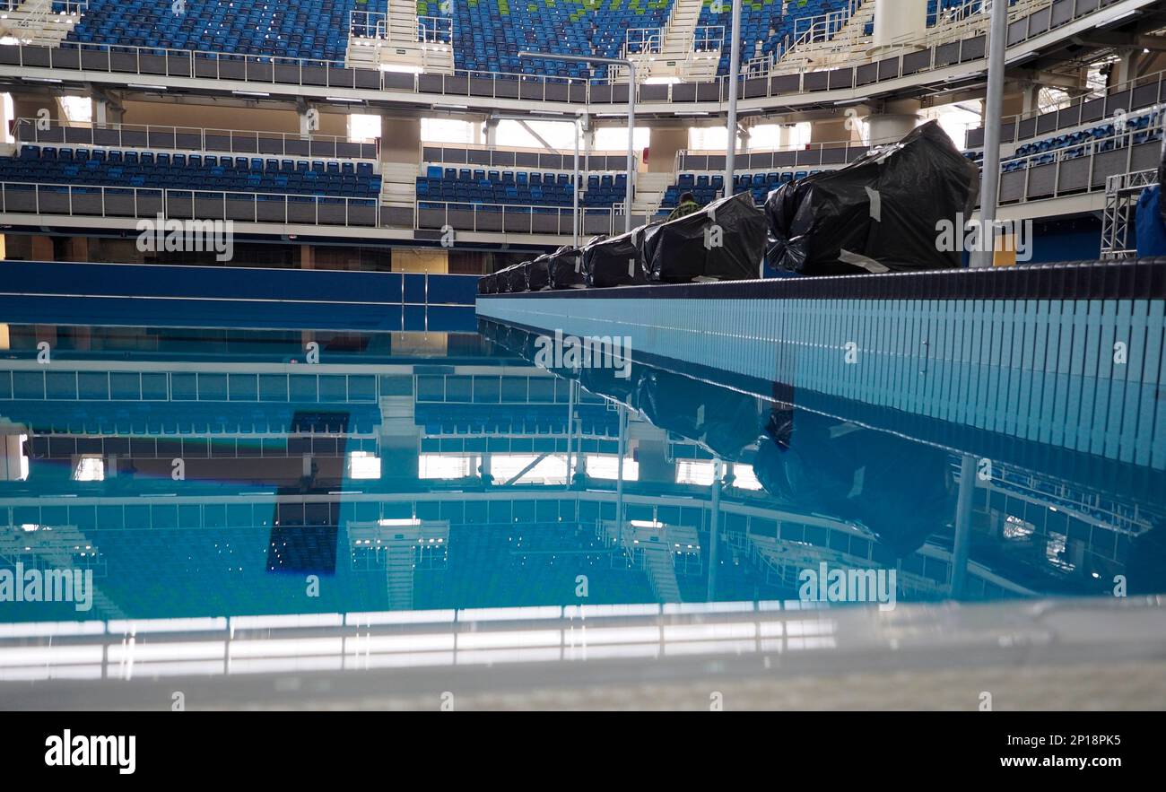 7 June 2016: An inside view of the Olympic Aquatics Stadium, a ...