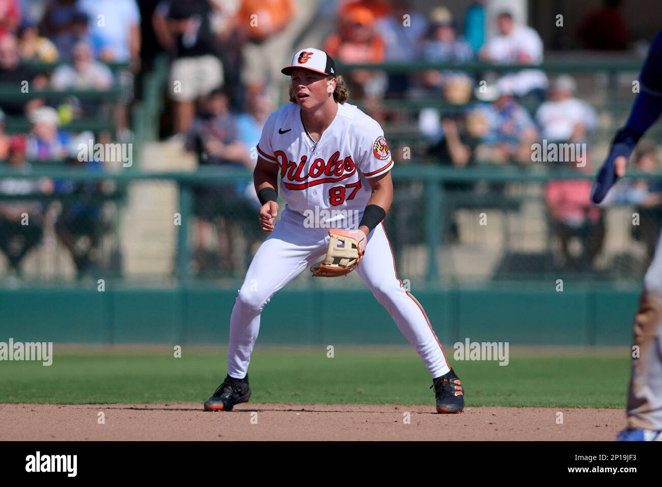 Baltimore Orioles shortstop Jackson Holliday (87) during a spring ...