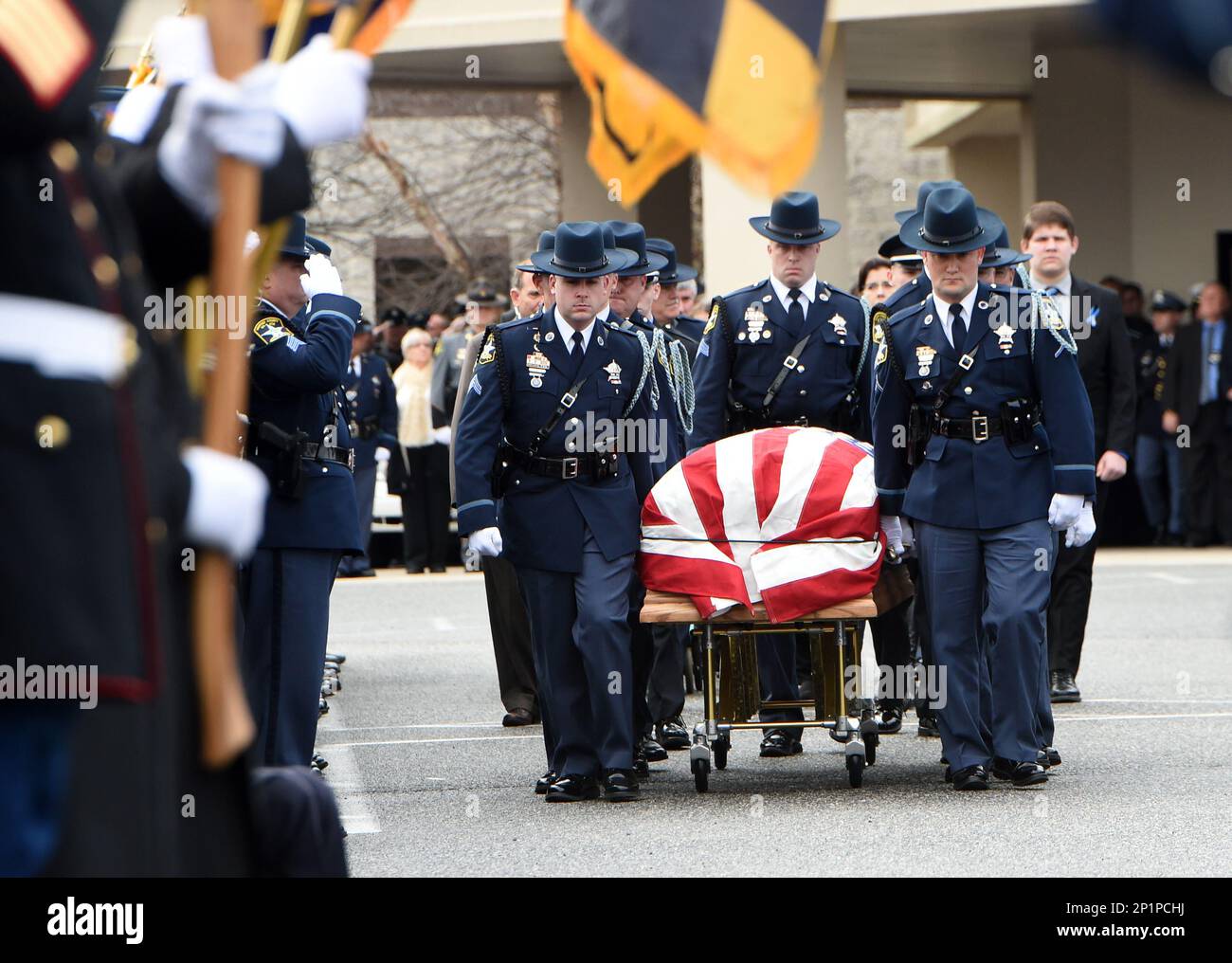 Members of the Harford County Sheriff's Office Honor Guard escort the ...