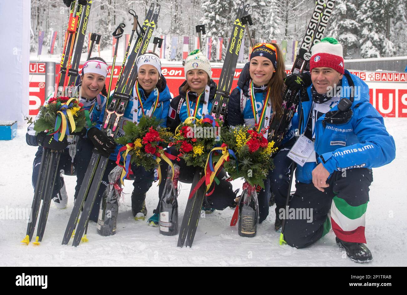 From left : Alexia Runggaldier , Lisa Vittozzi, Karin Oberhofer ...