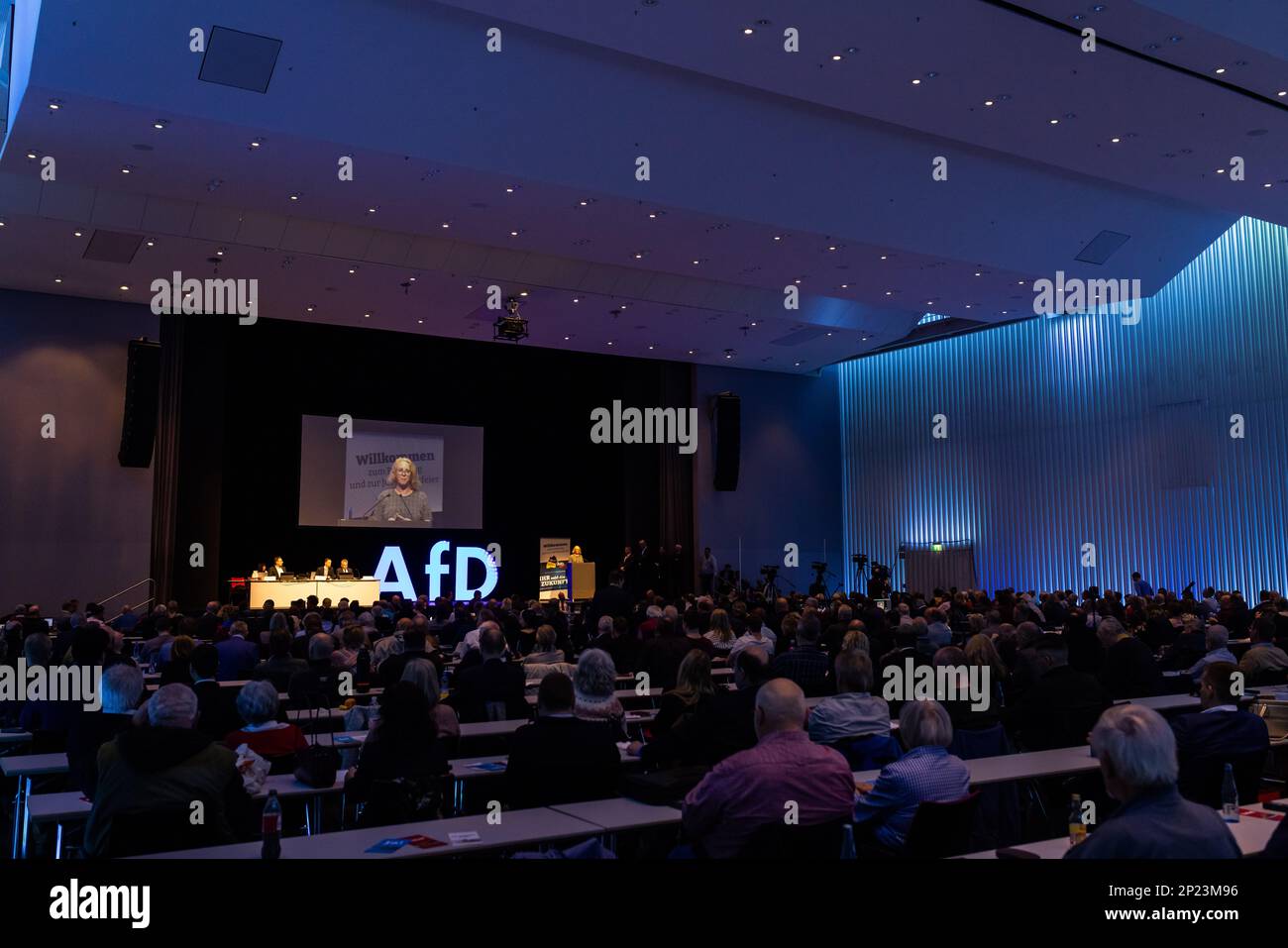 Offenburg, Deutschland. 04. März 2023. Delegierte der AfD sitzen ...