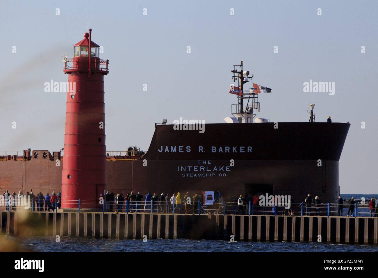 The 1,000-foot-long lake freighter James R. Barker of the Interlake ...