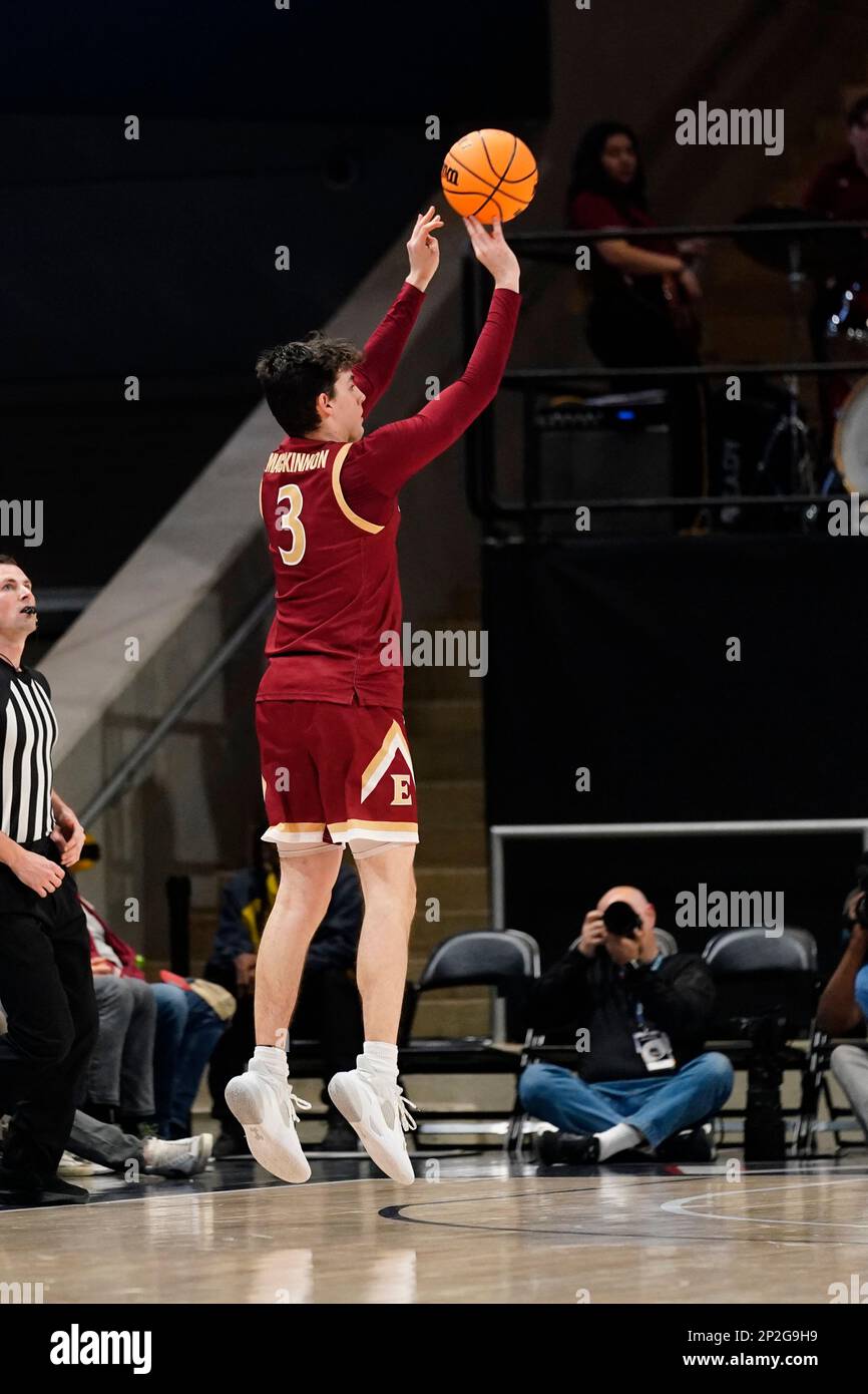 WASHINGTON, DC - MARCH 04: Elon Phoenix Guard Max Mackinnon (3) shoots ...