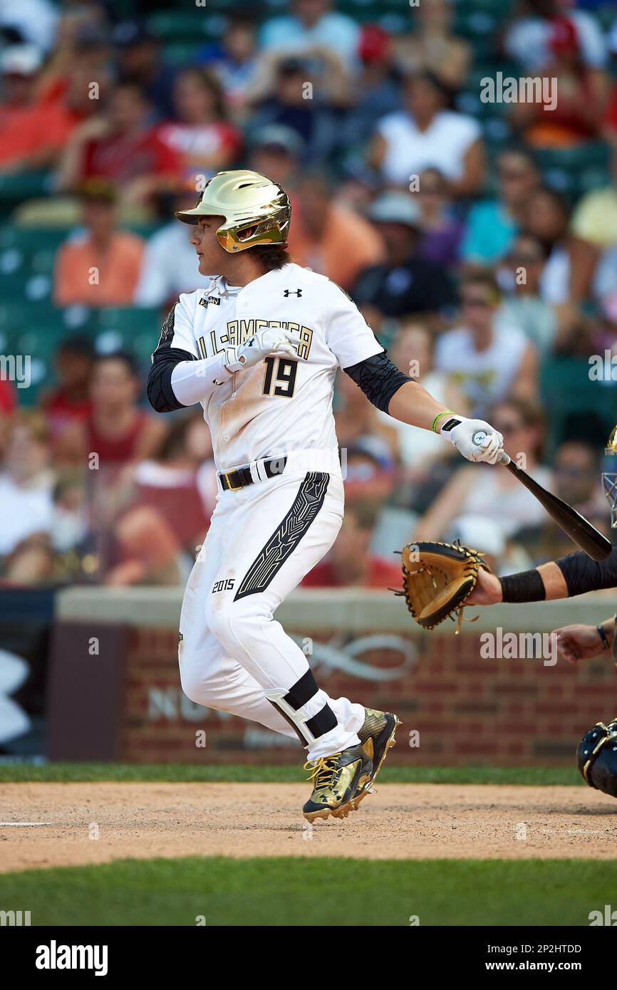 Bo Bichette (19) of the National team at bat during the Under Armour ...