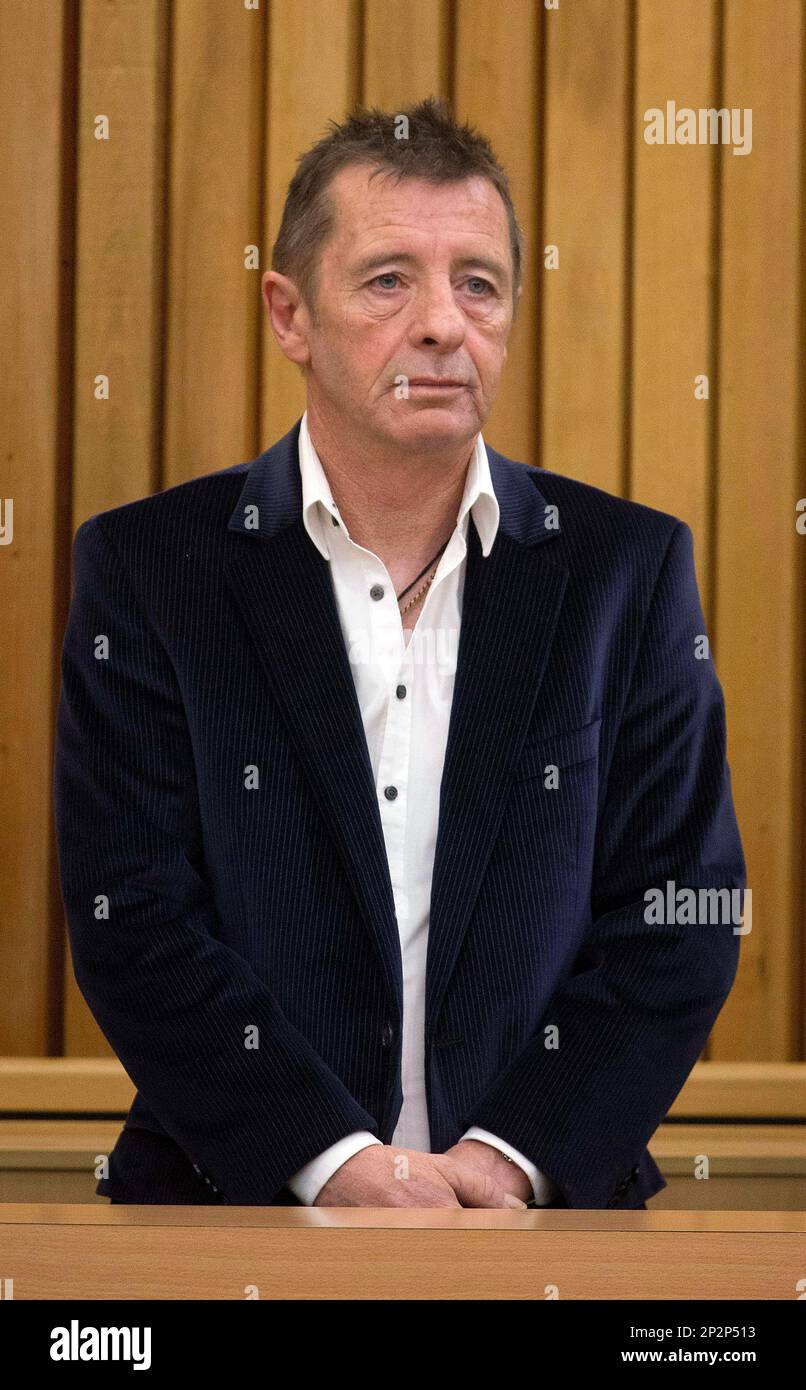 Former AC/DC drummer Phil Rudd appears for sentencing at the Tauranga ...