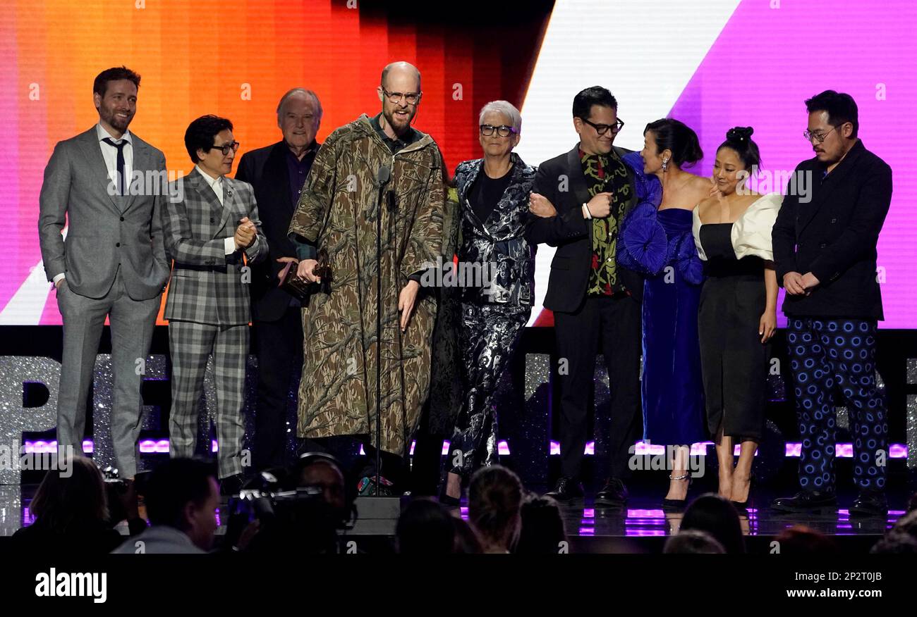Paul Rogers, from left, Ke Huy Quan, Tim Headington, Daniel Scheinert ...