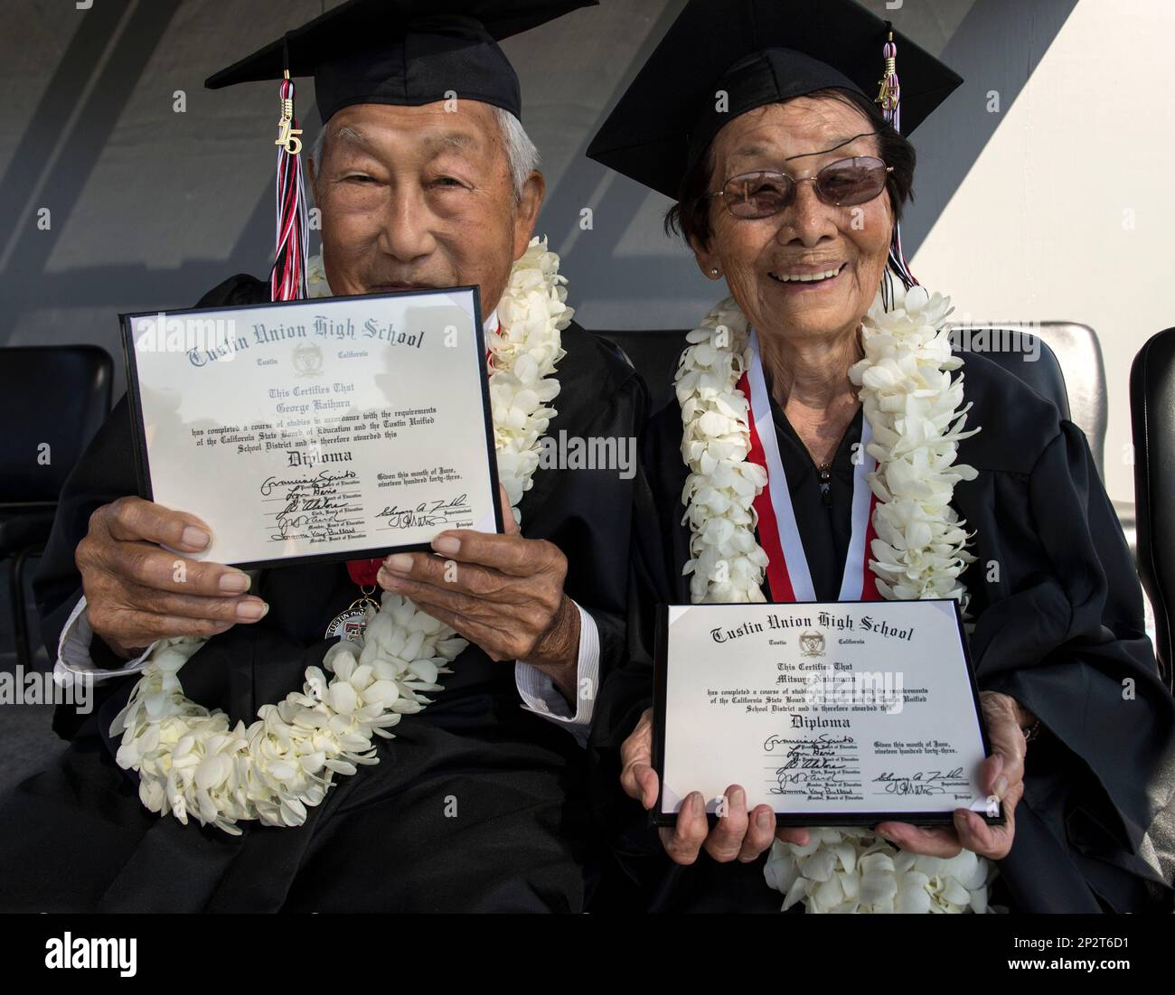 George Kaihara, left, and his wife Miko Nakamura Kaihara, both 90-years ...