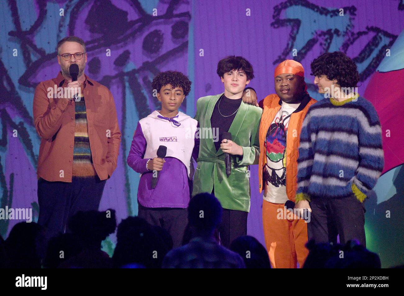 Seth Rogen, from left, Micah Abbey, Brady Noon, Shamon Brown Jr. and ...