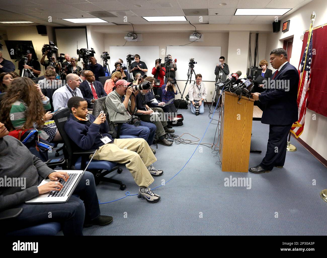 Dane County District Attorney Ismael Ozanne speaks during a press ...