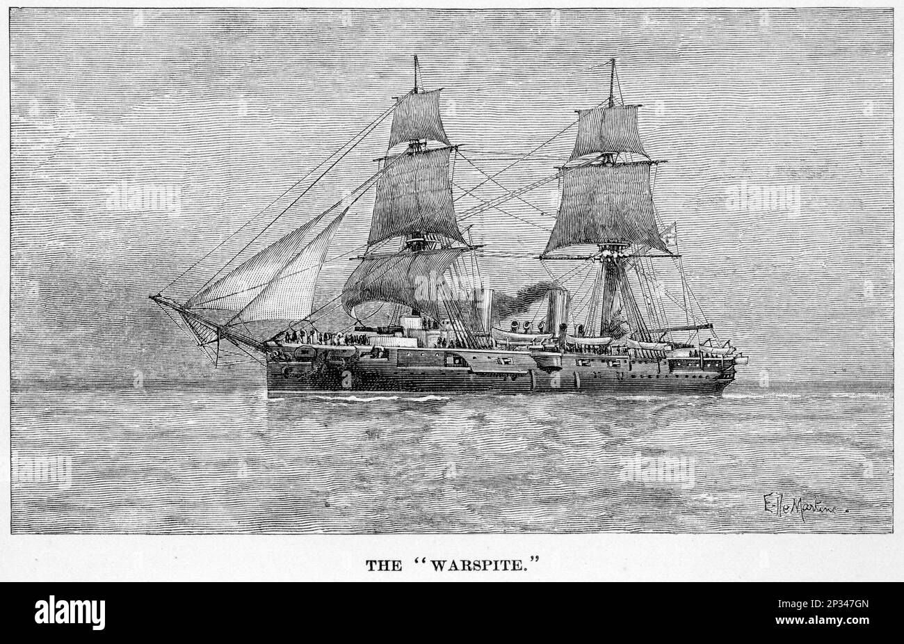 HMS Warspite, ein erstklassiger gepanzerter Kreuzer der Imperieuse ...