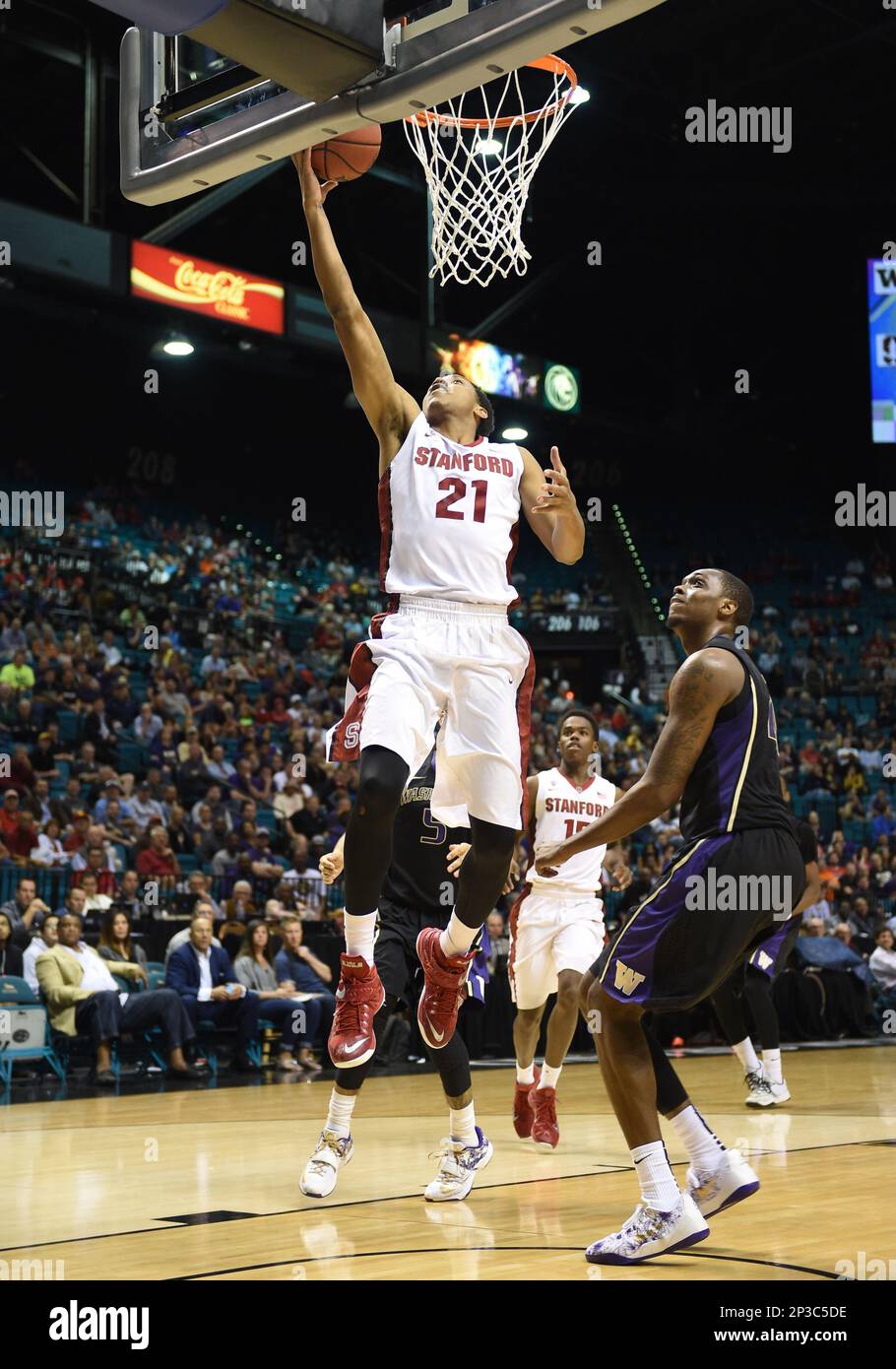 11 March 2015: Stanford (21) Anthony Brown during the Pac-12 Men's Basketball Tournament game ...