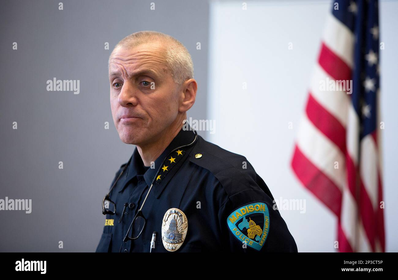 Madison Police Chief Mike Koval appears at a press conference on ...