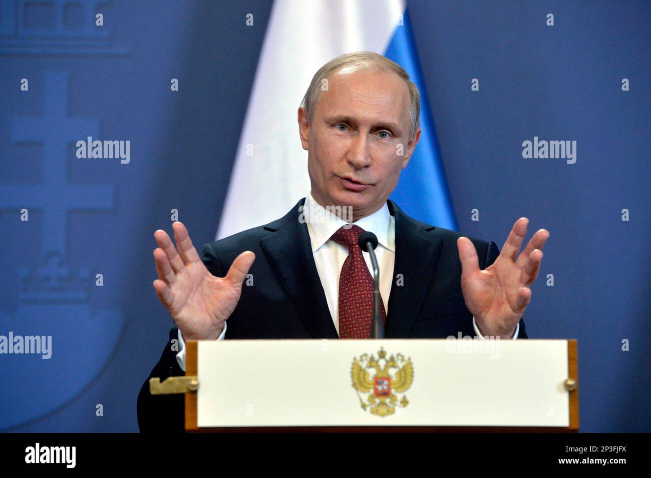 Russian President Vladimir Putin speaks during his joint press ...