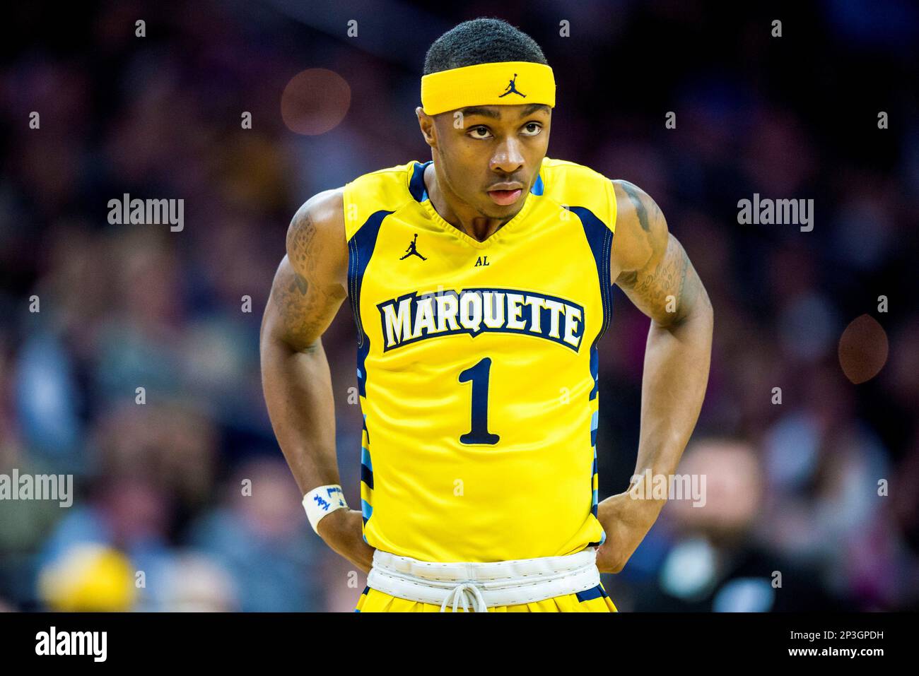 4 Feb 2015: Marquette Golden Eagles guard Duane Wilson (1) at the ready ...