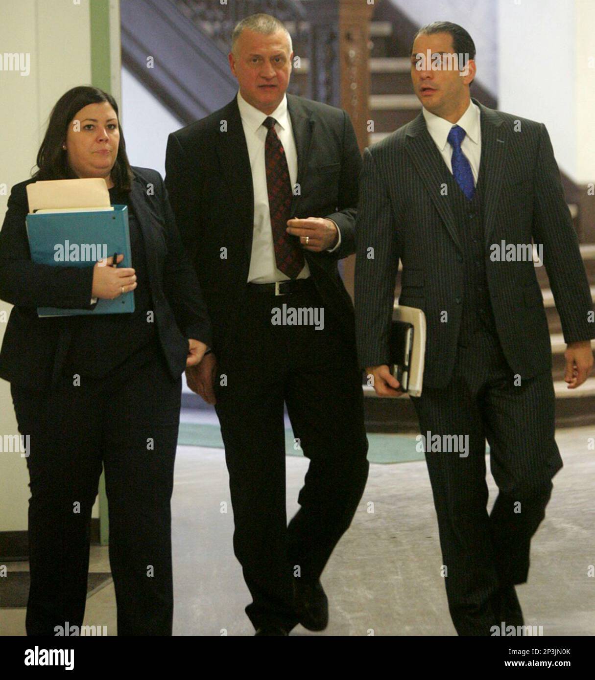 Lt. Richard Krawetz, center, a witness in the trial of Hugo Selenski ...