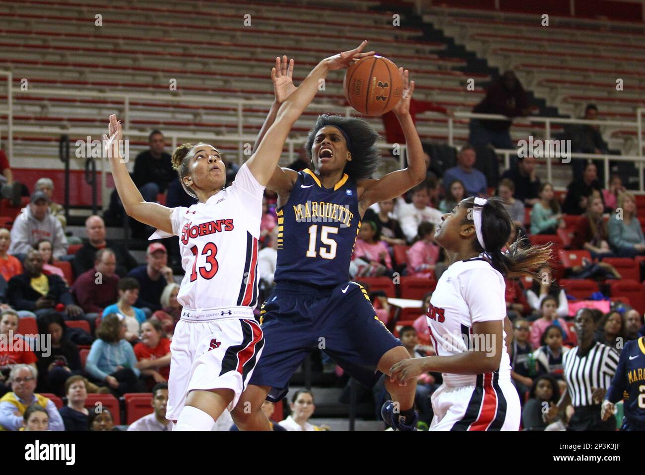 January 18, 2015: Marquette's Guard Kenisha Bell (15) draws a call from ...